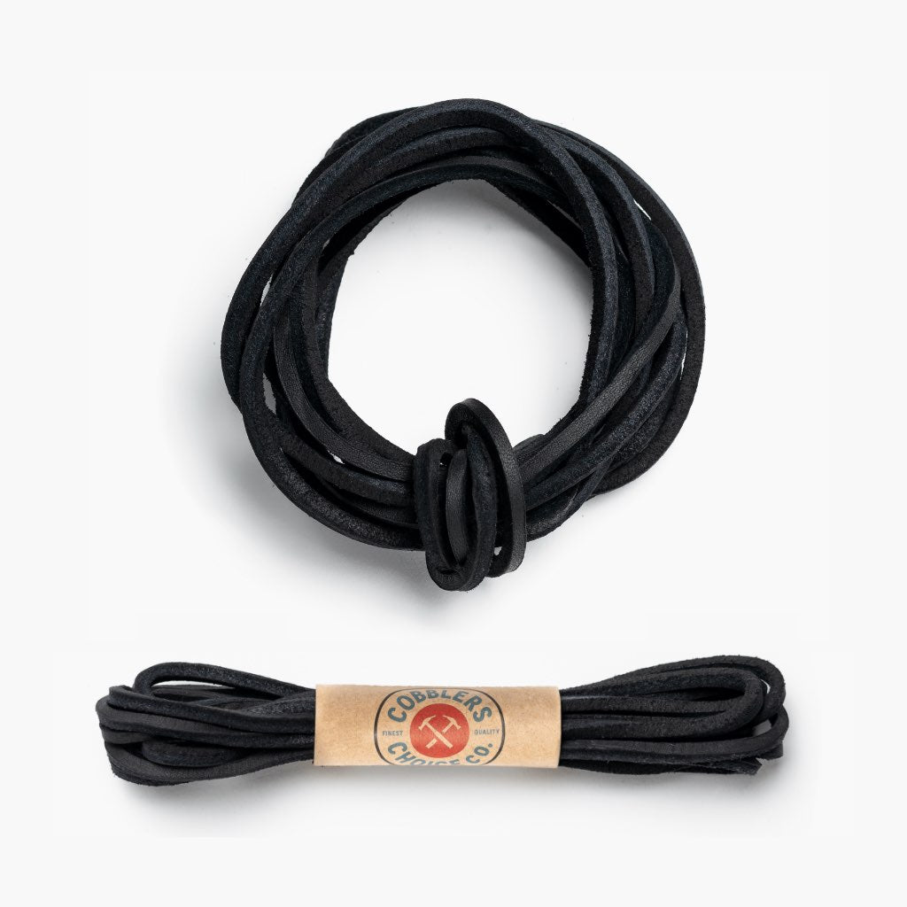 Genuine Leather Shoe Laces in Black - Cobbler's Choice Co.
