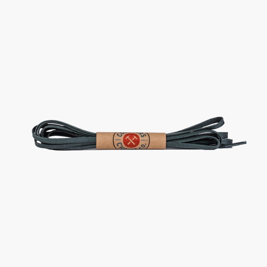 Green Flat Waxed Cotton Shoe Laces - Cobbler's Choice Co.