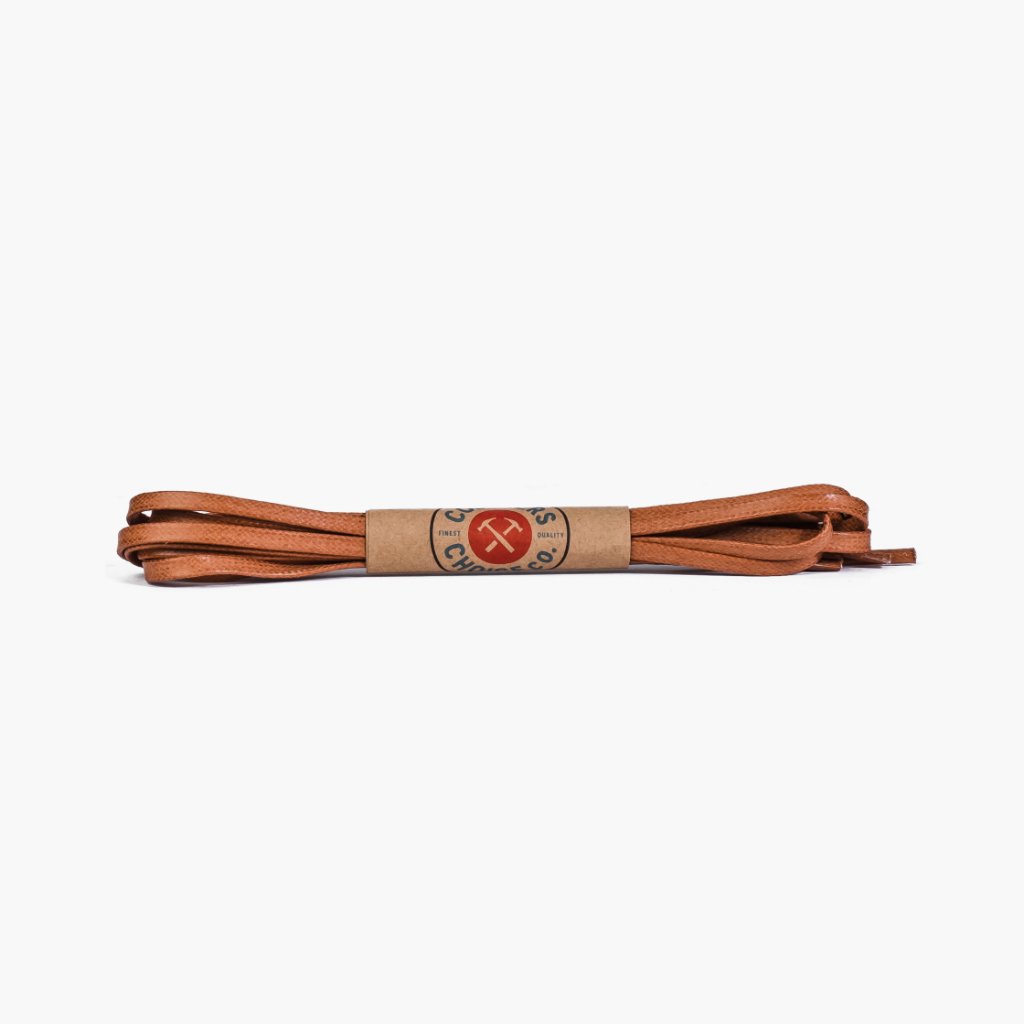 Rust Flat Waxed Cotton Shoe Laces - Cobbler's Choice Co.
