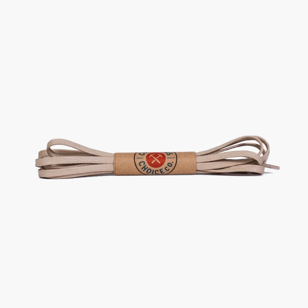 Beige Flat Waxed Cotton Shoe Laces - Cobbler's Choice Co.